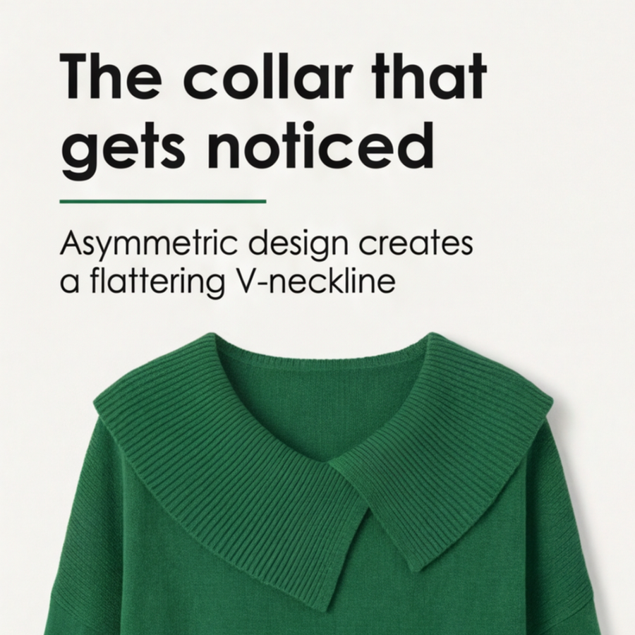 Collara™ – Asymmetric Collar Knit Sweater – Clarendale