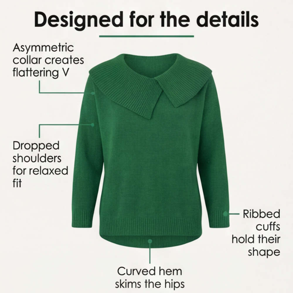 Collara™ – Asymmetric Collar Knit Sweater – Clarendale