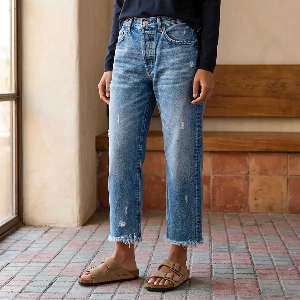 Vivara™ – Retro Fringed Cropped Straight Leg Jeans – Clarendale