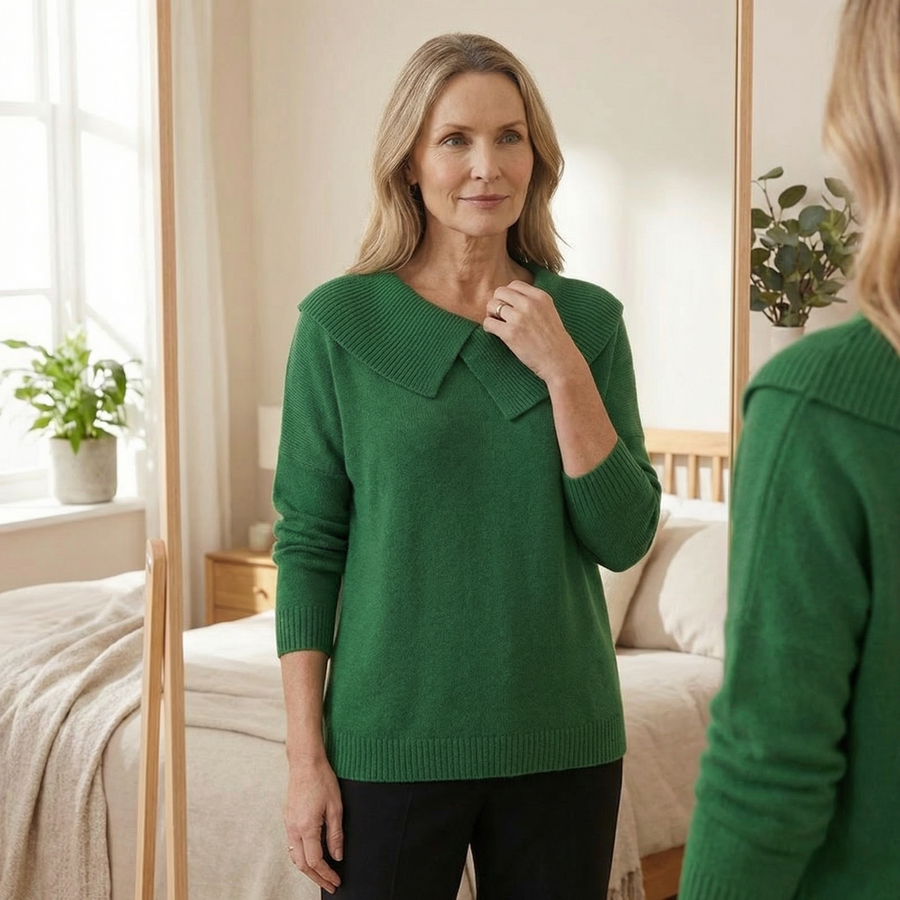 Collara™ – Asymmetric Collar Knit Sweater – Clarendale